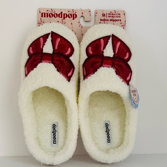 Moodpop | Shoes | Womens Red Glitter Bow Slippers | Poshmark